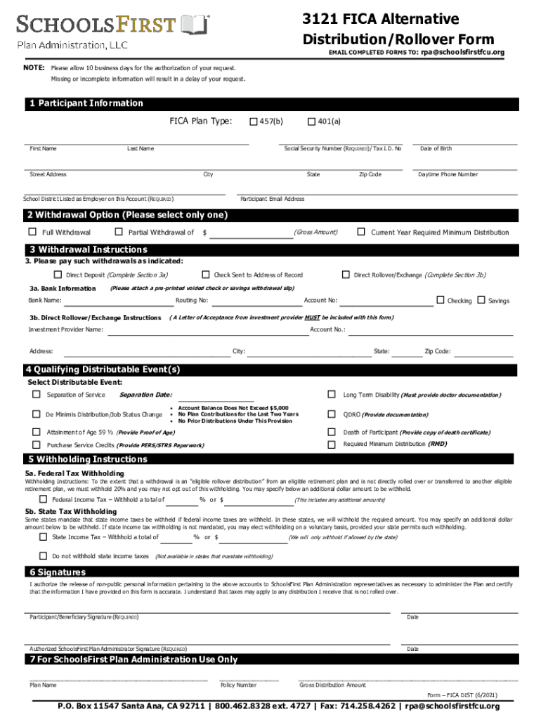 Fillable Online 3121 FICA Alternative Coronavirus-Related Distribution ...