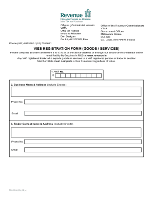 Fillable Online Vies Registration Form (Goods / Services). Vies ...
