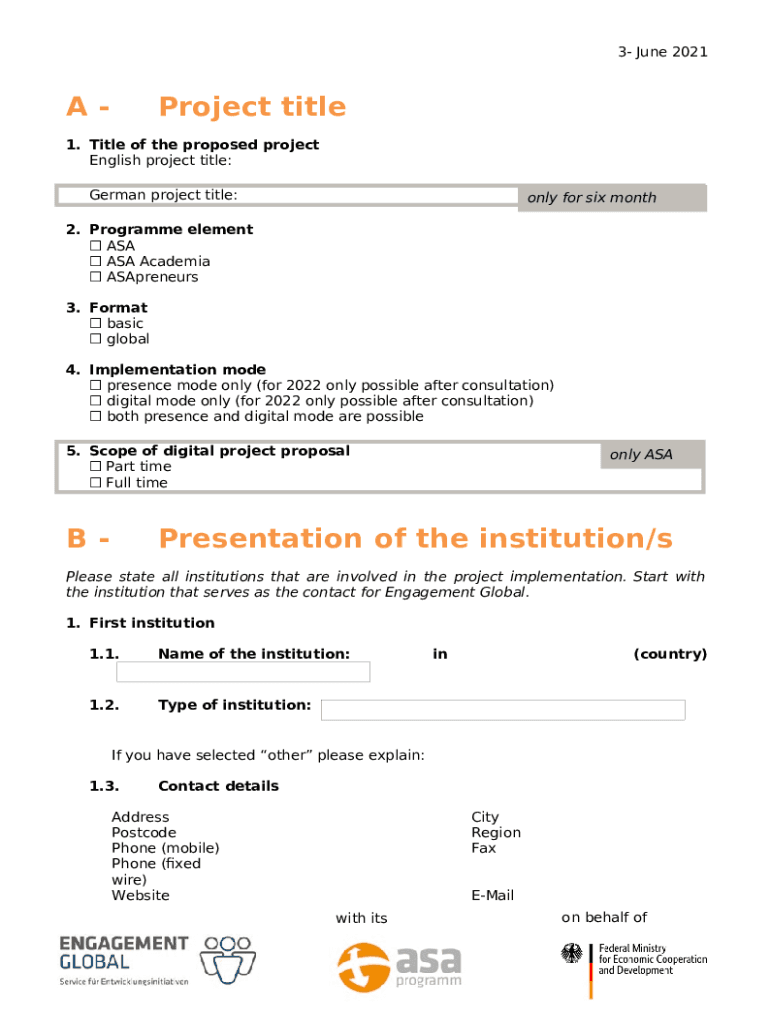 Application for submitting your project proposal for the ASA Programme ...