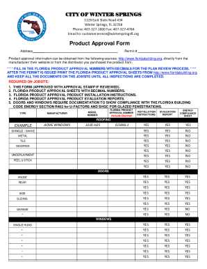 FL Product Approval Form - City Of Winter Springs 2017-2025 - Fill and ...