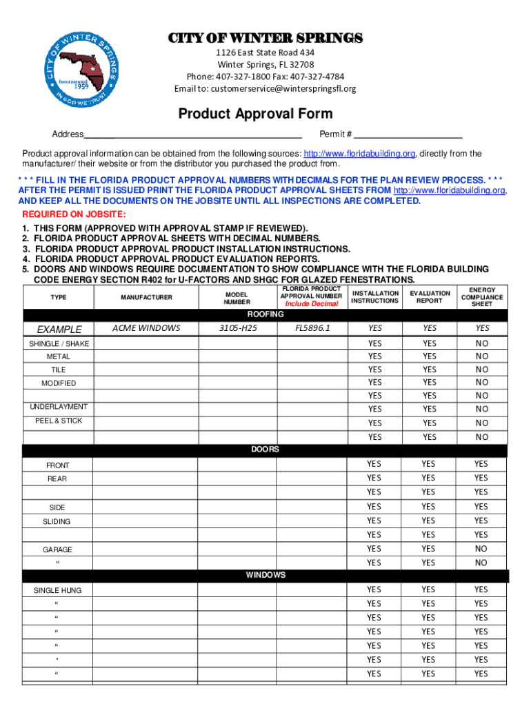 FL Product Approval Form - City - Fill Online, Printable, Fillable ...