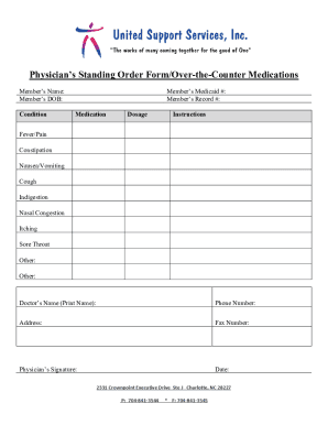 Fillable Online USS OTC-Standing Order Form Fax Email Print - pdfFiller