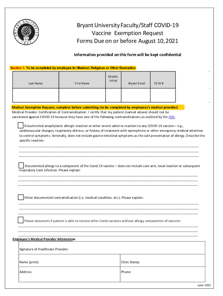 Fillable Online RWU Medical, Religious COVID19-Vaccine-Exemption ...