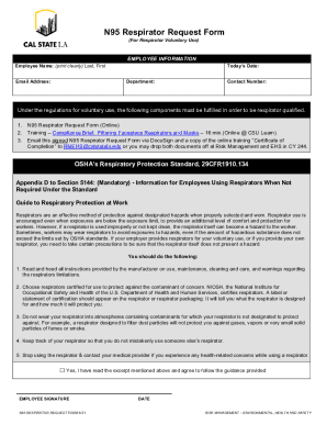 Fillable Online N95 Respirator Request Form - calstatela.edu Fax Email ...