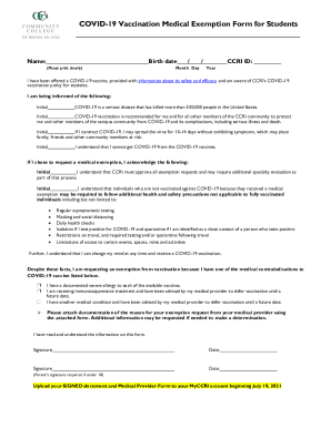 Fillable Online CCRI Medical Exemption Form Fax Email Print - pdfFiller