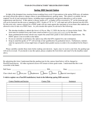 Fillable Online PASS-D-UNSATISFACTORY REGISTRATION FORM Fax Email Print ...
