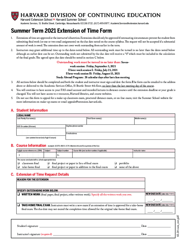 Fillable Online summer harvard Harvard Summer School Transcript Fax ...