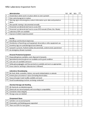 Fillable Online Chemical & Biological Lab Inspection Form. Lab ...