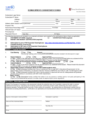 Fillable Online SUBRECIPIENT COMMITMENT FORM - Stony Brook Fax Email Print - pdfFiller