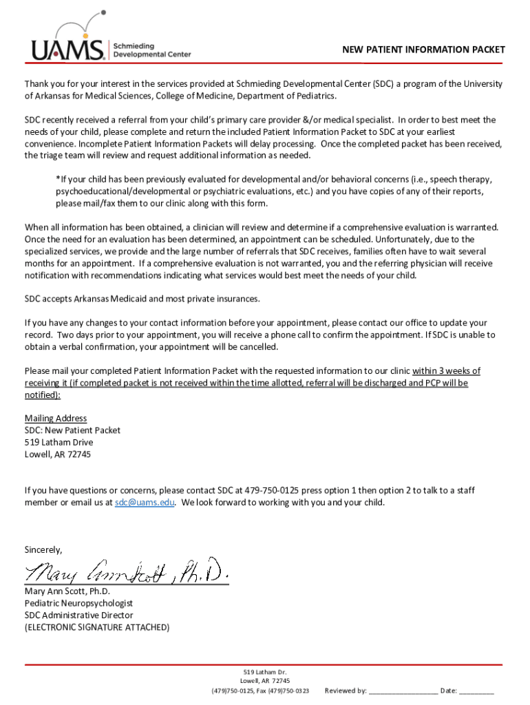 Fillable Online New Patient Information Packet Online Download Fax ...