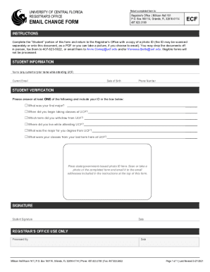 Fillable Online registrar ucf Get the free email change form ecf - Registrar 's Office ... Fax ...