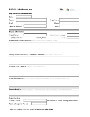 Fillable Online sfghdean ucsf CNS Project Request Form Fax Email Print - pdfFiller
