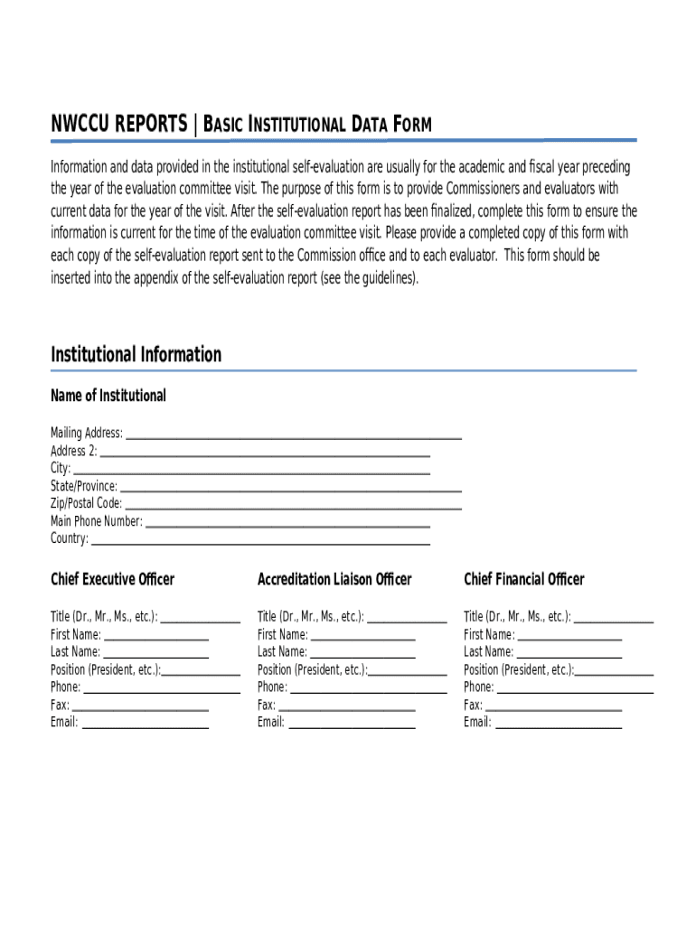 basic institutional data - Oregon Coast Doc Template | pdfFiller
