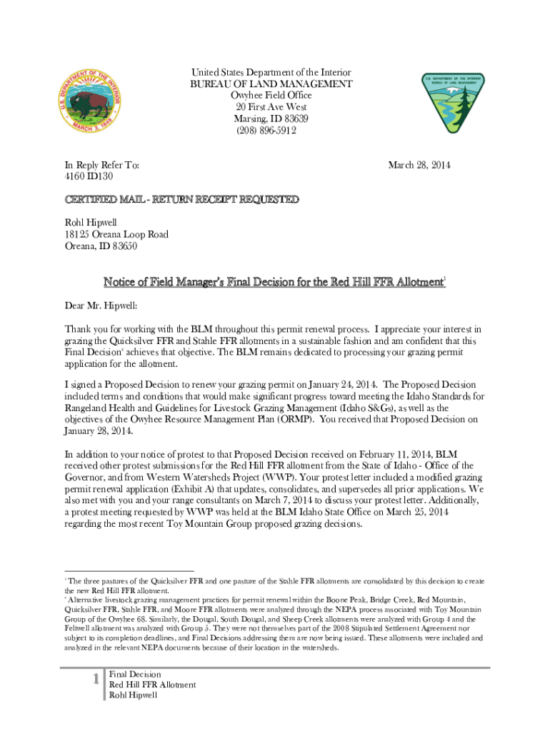 Fillable Online Fillable Online blm Feltwell Final Decision - Bureau of Land ... Fax Email Print ...