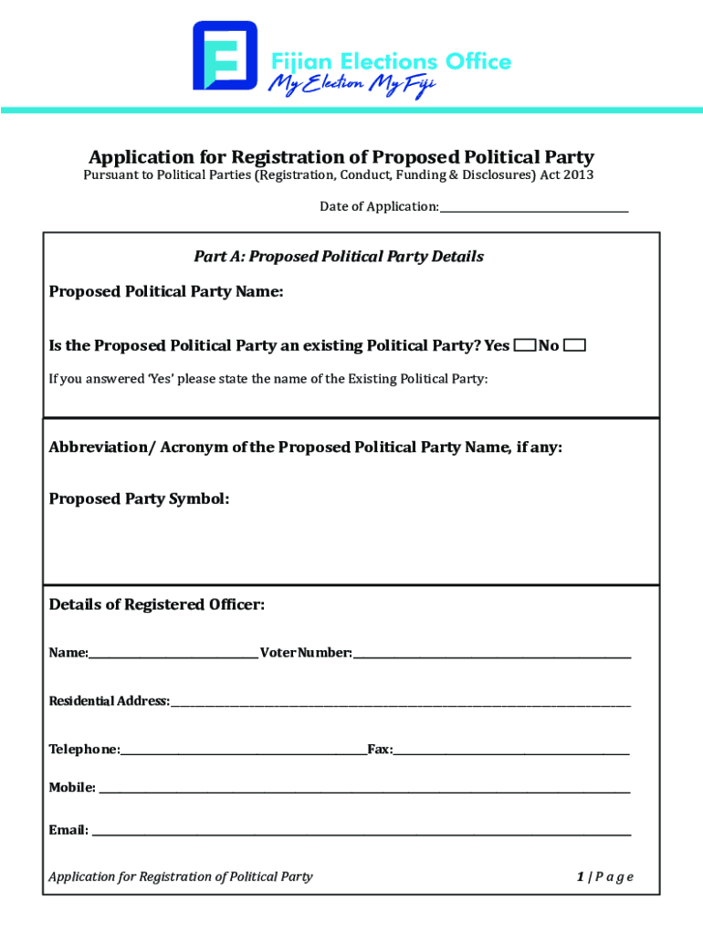 Fillable Online Updated Party Registration form Fax Email Print - pdfFiller