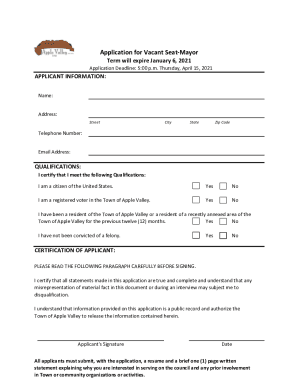 Fillable Online Application for Vacant Seat-Mayor Fax Email Print ...