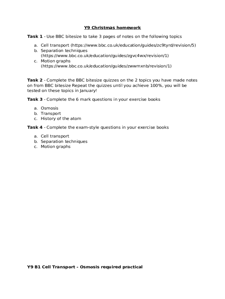 Lockdown lessons for homeschooling - BBC Bitesize Doc Template | pdfFiller