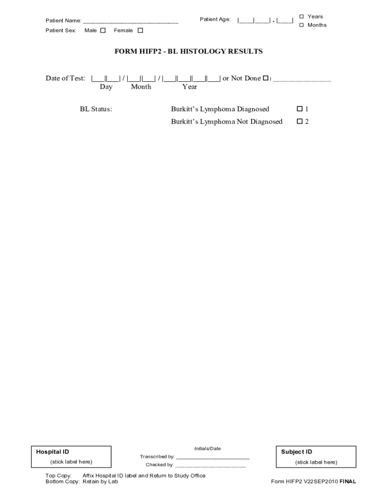 Fillable Online Form HIFP2 - BL Histology Results. Form HIFP2 - BL ...