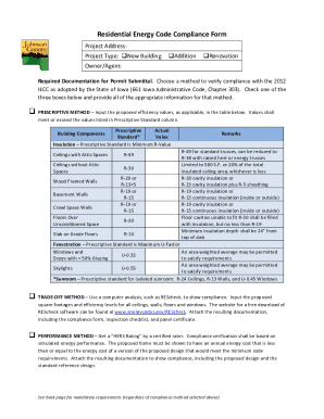 Fillable Online Residential Energy Code Compliance Form 2015 Fax Email ...