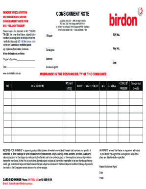 Fillable Online Fillable Online Dangerous goods Consignment Note - TNT ...