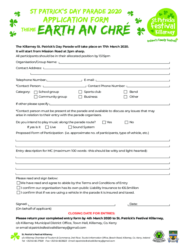 Fillable Online SPD Parade form 2020 Fax Email Print - pdfFiller