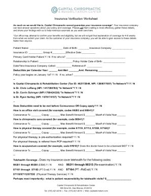 Fillable Online Insurance Verification Worksheet April 2021--new ...