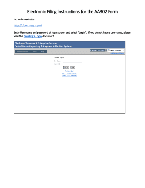 Fillable Online Electronic Filing Instructions for the AA302 Form Fax ...