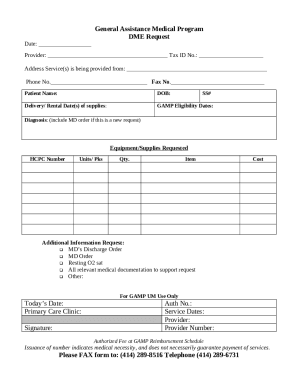 DME Request Doc Template | pdfFiller