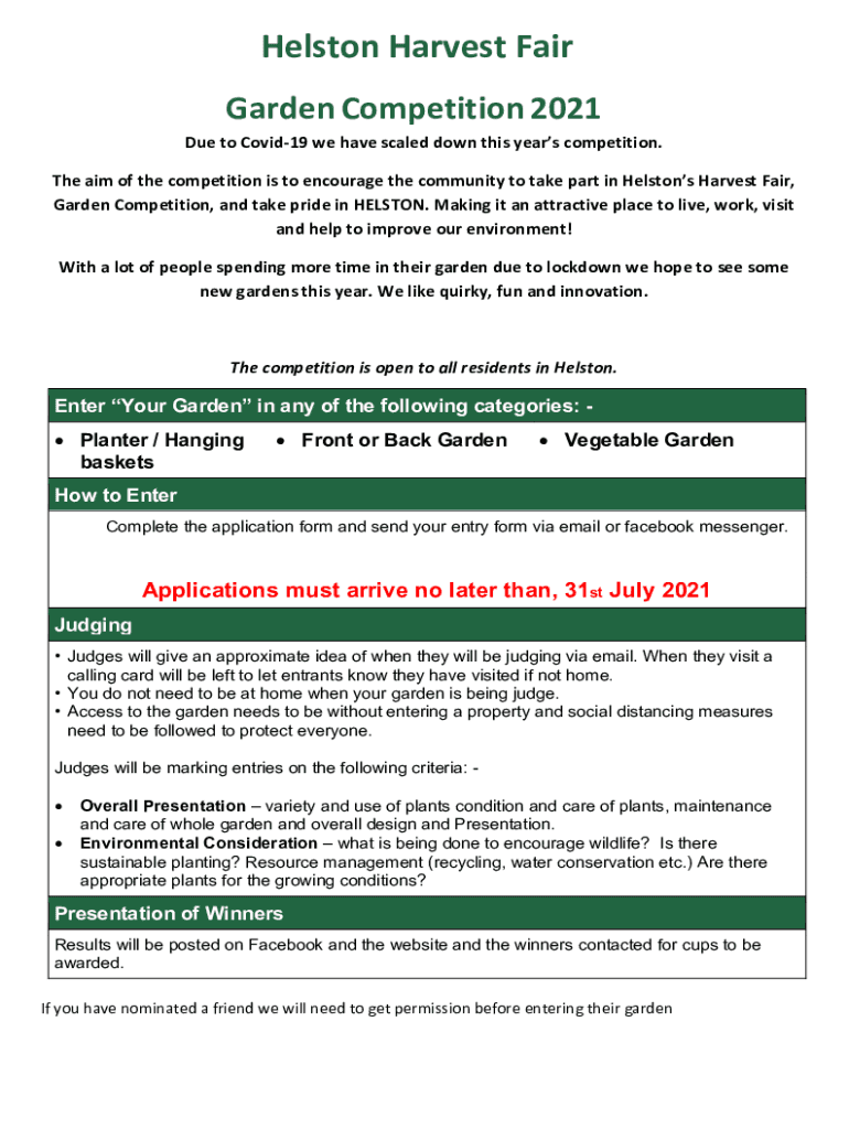 Fillable Online HELSTON IN BLOOM Application Form 2021 Fax Email Print ...