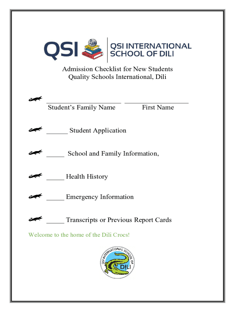 Fillable Online Admission Checklist for New Students Fax Email Print ...