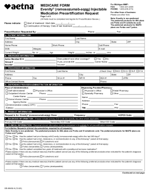 Fillable Online Aetna Rx - MICHIGAN MEDICARE - Evenity (romosozumab ...