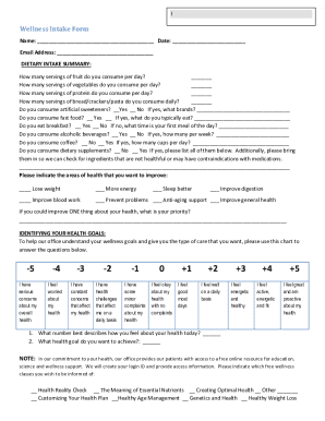 Fillable Online DIETARY INTAKE SUMMARY: Fax Email Print - pdfFiller