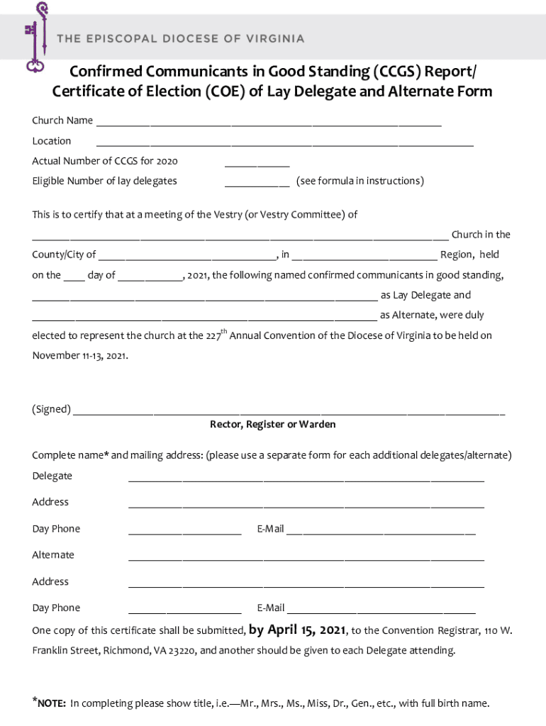 Fillable Online Lay Representation at the Annual Convention Fax Email ...