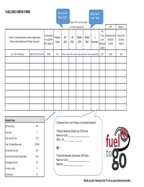 Fillable Online Fuelcard Order Form.xlsx Fax Email Print - pdfFiller