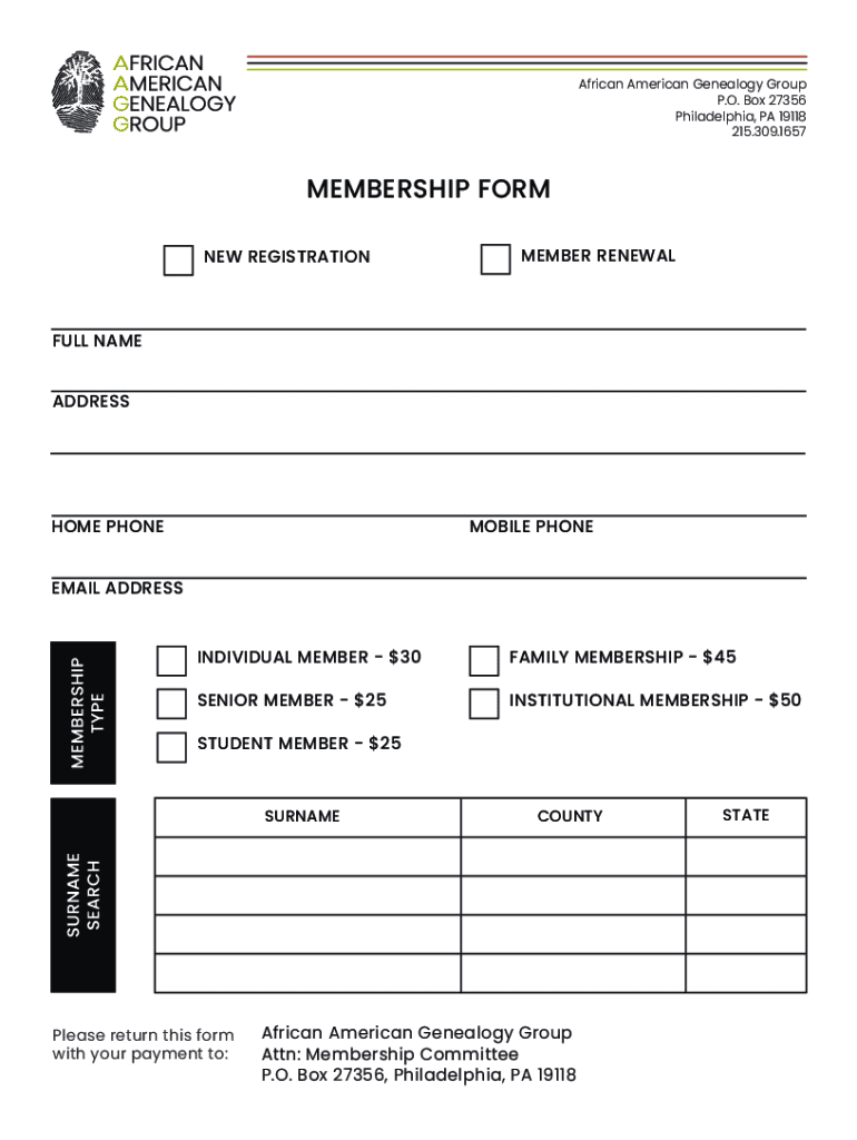 Fillable Online AAGG-Membership Form Fax Email Print - pdfFiller
