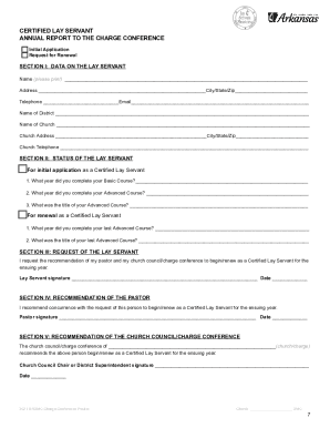 Fillable Online CERTIFIED LAY SERVANT ANNUAL REPORT TO THE CHARGE ...