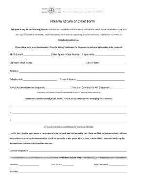 Fillable Online Firearm Claim Form Fax Email Print - pdfFiller