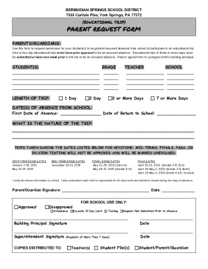 Fillable Online PARENT REQUEST FORM - Bermudian Fax Email Print - pdfFiller
