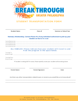 Fillable Online Breakthrough Transportation Form Fax Email Print ...