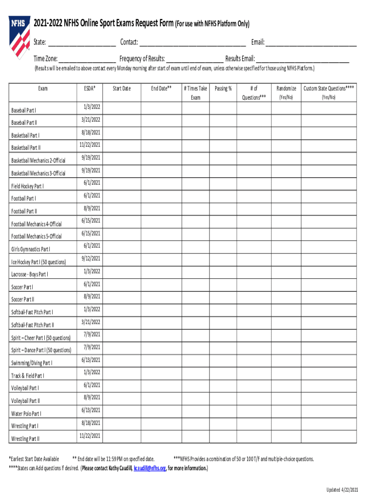 Fillable Online 21-22-NFHS Exam request-form Fax Email Print - pdfFiller
