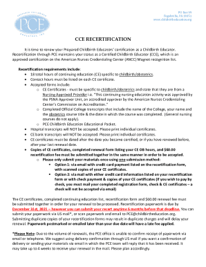 Fillable Online CCE Recertification Form for December 2021 Fax Email ...