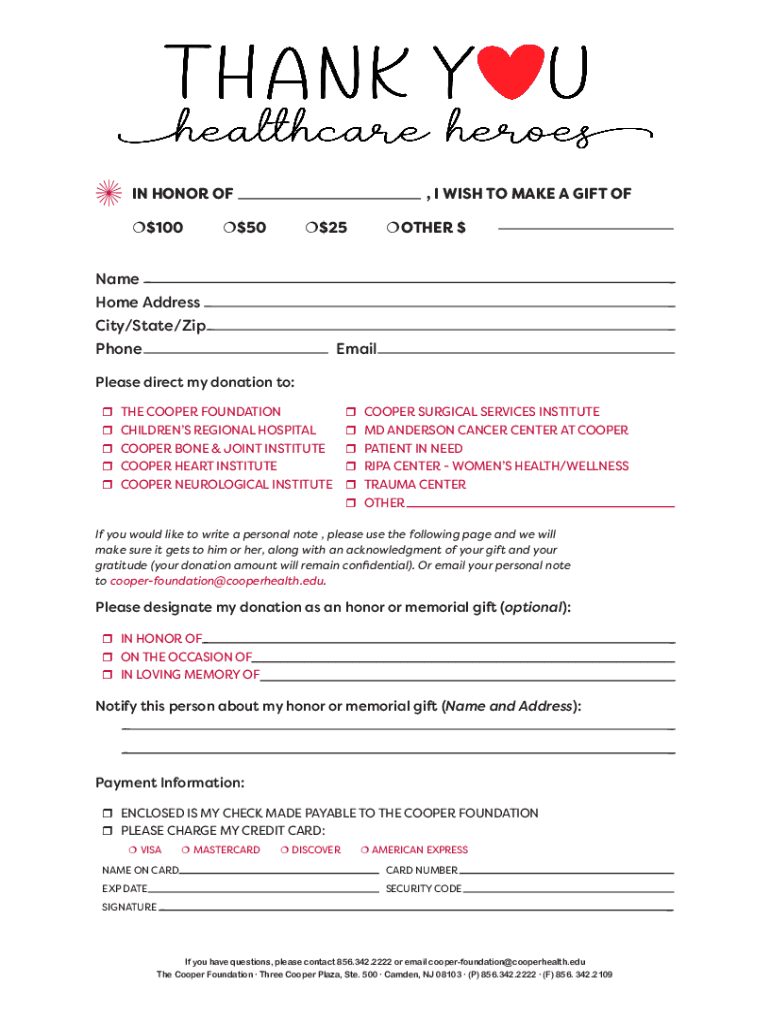 Fillable Online foundation cooperhealth Fl 950 - Fill Online, Printable, Fillable ...