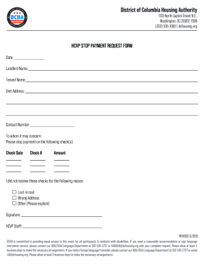 Fillable Online HCVP STOP PAYMENT REQUEST FORM - Home - DCHA Fax Email ...