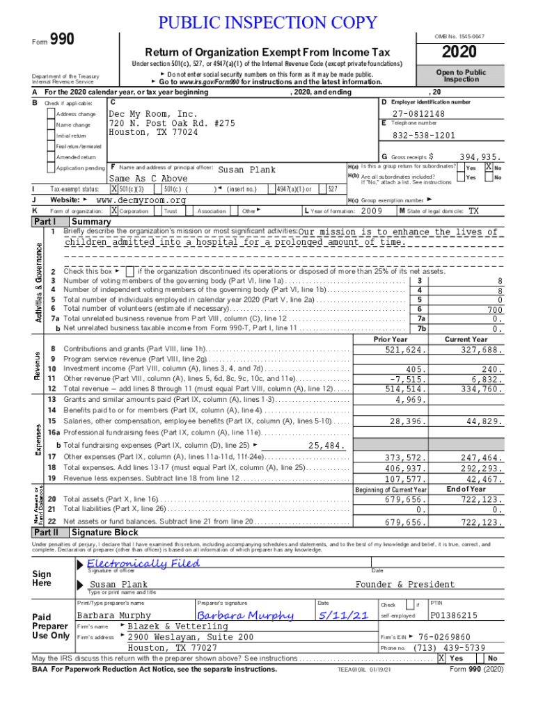 Fillable Online Public Inspection of Attachments to a 501c3 ... - IRS ...