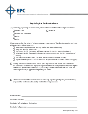 Fillable Online Psychological Evaluation Form Fax Email Print - pdfFiller