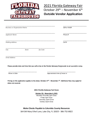 Fillable Online Inside Vendor Application - Florida Gateway Fairgrounds ...