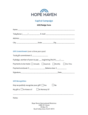 Fillable Online Capital Campaign PLEDGE FORM - stmarysmaine.com Fax ...