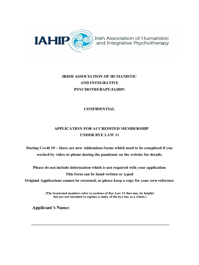 Fillable Online IAHIP Ltd - Bye-Law 1C: Criteria for Re-Accreditation As A ... Fax Email Print ...