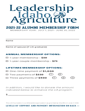 Fillable Online 2021-22 ALUMNI MEMBERSHIP FORM Fax Email Print - pdfFiller