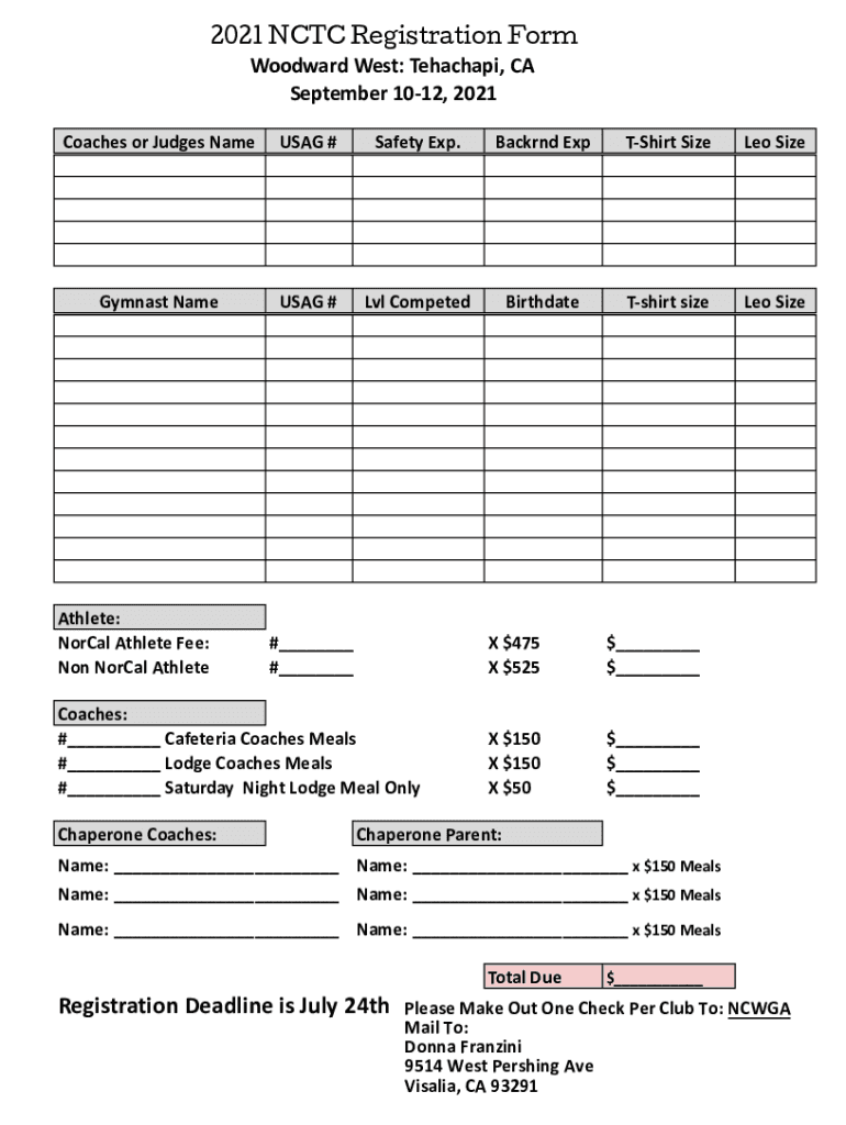 Fillable Online Nor Cal Reg Form.xlsx Fax Email Print - pdfFiller